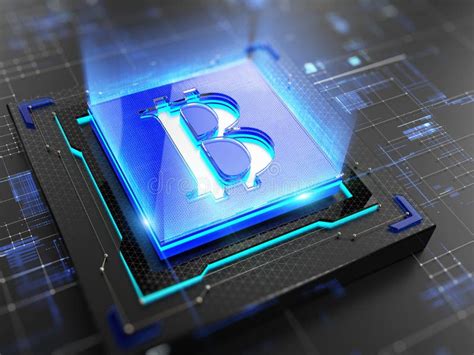 Bitcoin Concept Bitcoin Blue Symbol On Abstract Technology Background Stock Illustration