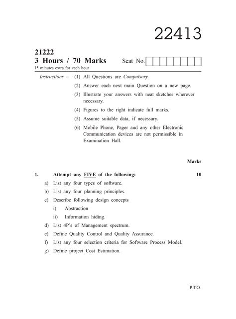 Software Engineering 22413 Old Question Paper With Model Answers Summer 2022