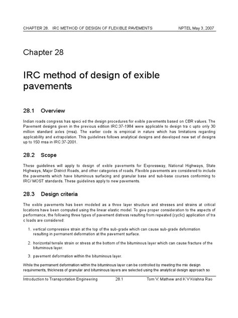 Irc Method Of Design Of Flexible Pavements An Overview Of The Analytical Design Approach And