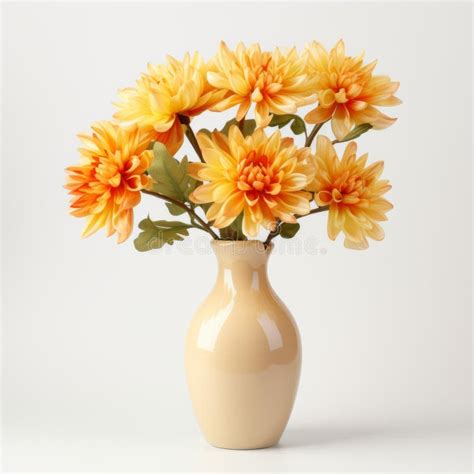 Vray Rendered Vase With Dahlias Softbox Lighting And Imitated Material Stock Illustration