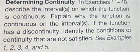 Solved Determining Continuity In Exercises 11 40 Describe