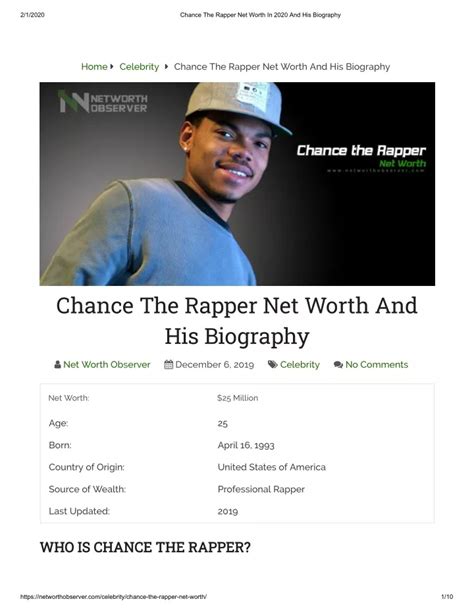 Ppt Chance The Rapper Net Worth In And His Biography Powerpoint Presentation Id