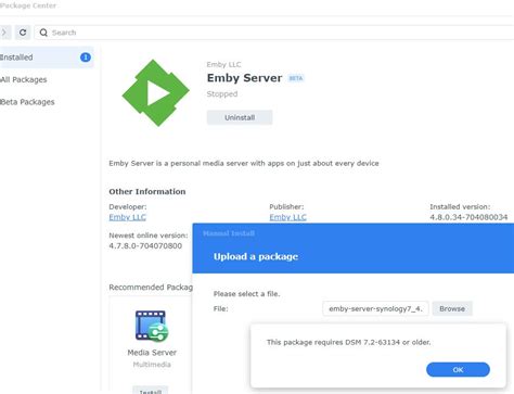 Emby Stopped Working After Updating My Synology 920 To 72 Remby