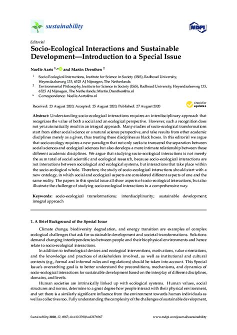 Pdf Socio Ecological Interactions And Sustainable Development—introduction To A Special Issue