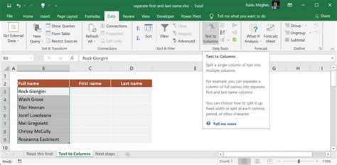 how to separate first and last name in excel easy methods for