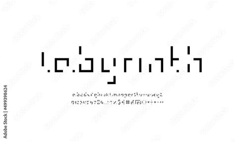 Coding Font Technology Alphabet Digital Letters And Numbers Stock