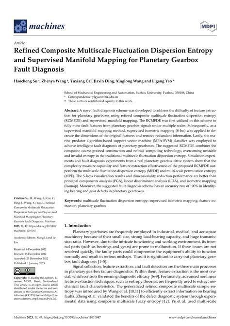 Pdf Refined Composite Multiscale Fluctuation Dispersion Entropy And Supervised Manifold