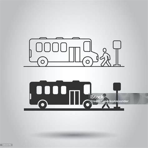 플랫 스타일의 버스 정류장 아이콘 흰색 격리 된 배경에 자동 정지 벡터 그림입니다 오토버스 차량 비즈니스 컨셉 거리에 대한 스톡 벡터 아트 및 기타 이미지 Istock