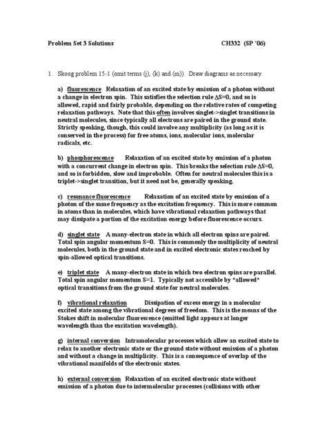 Problems 3 Pdf Infrared Spectroscopy Fluorescence Spectroscopy
