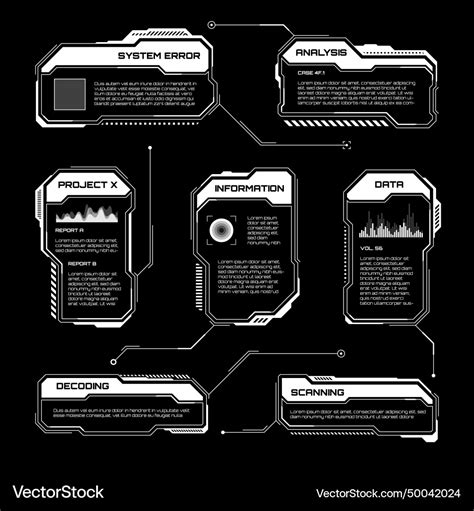 White Futuristic Hud Ui Elements Sci Fi User Vector Image