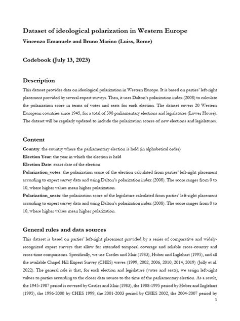 Codebook And Dataset Information Pdf Political Science Political