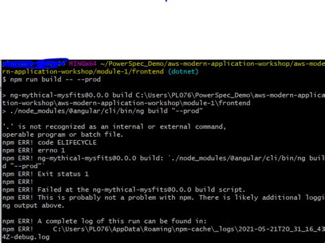 Module 1 Npm Run Build Prod Fails Issue 268 Aws Samples Aws Modern Application