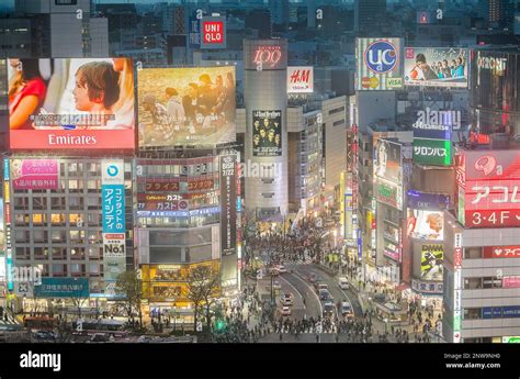 Shibuya Skyline And Scramble Kousaten Crossing In Hachiko Square Tokyo