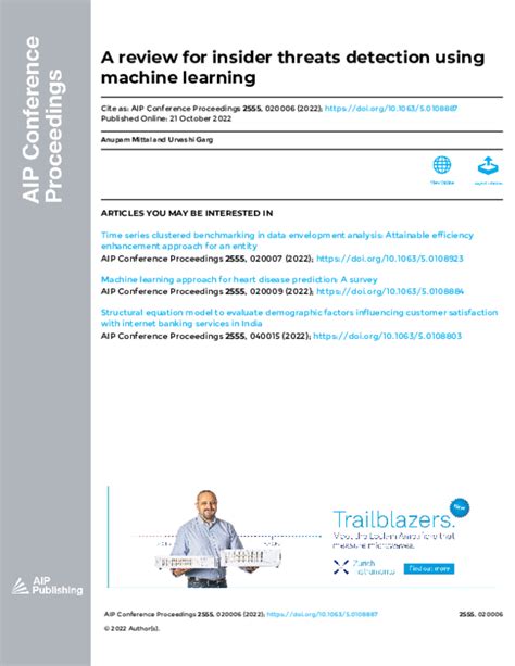 Pdf A Review For Insider Threats Detection Using Machine Learning