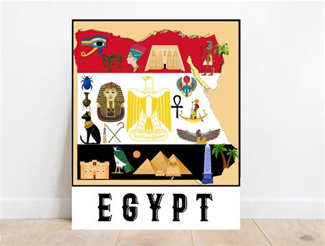 Egypt Flag Map Print Printable Map Of Egypt T Home Decor Illustrated