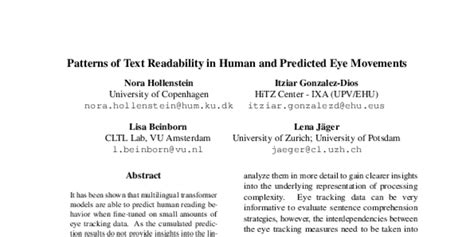 Patterns Of Text Readability In Human And Predicted Eye Movements Acl Anthology