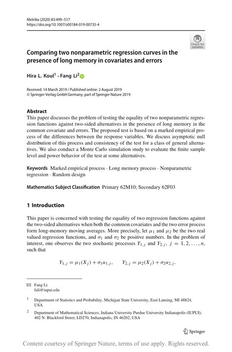 Comparing Two Nonparametric Regression Curves In The Presence Of Long