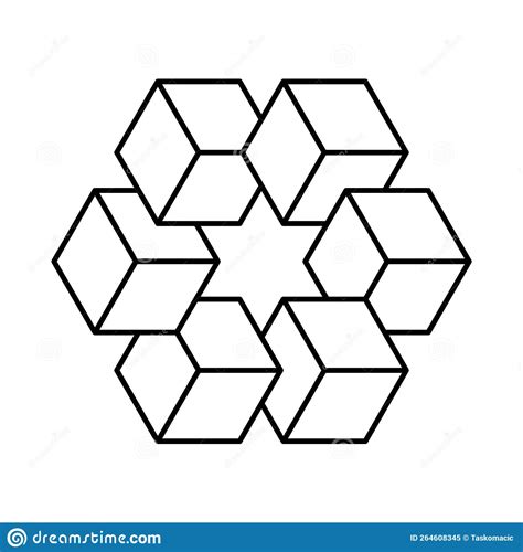 Impossible Shape Made Of Cubes With A Star In The Middle Linear 3d Cubes Make Complex Polygon