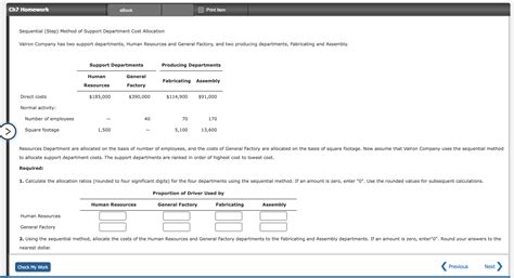solved sequential step method of support department cost