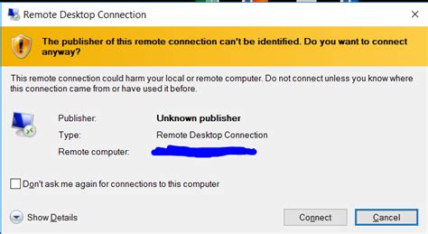 RDP Cert Error Popup Can T Select Yes Help UiPath Community Forum