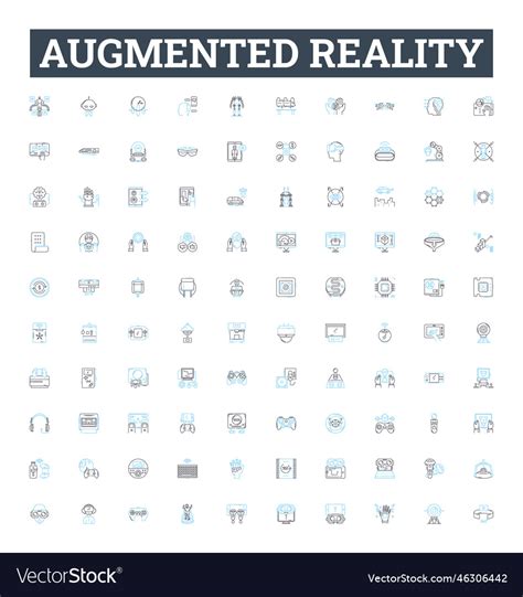 augmented reality line icons set royalty free vector image