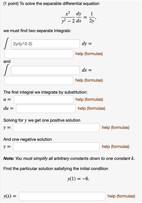 Solved To Solve The Separable Differential Equation X2 Dy 2y Y2 Dx