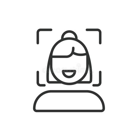Female Face Detected Icon In Line Design Female Face Detected