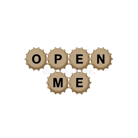 Bottle Cap Text Open Me Vector Design For Advertising And Graphic