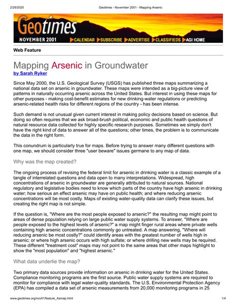 Pdf Mapping Arsenic In Groundwater