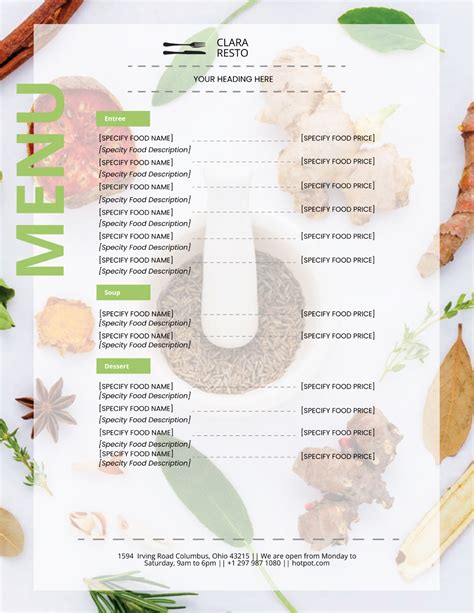 Blank Food Menu Template Edit Online Download Example Template Net