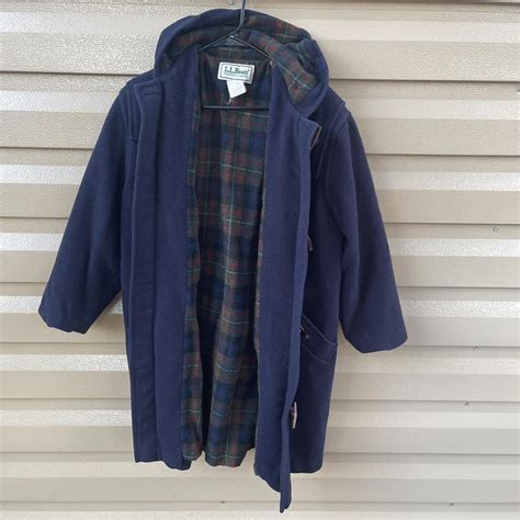Vintage Ll Bean Toggle Wool Coat Parka Plaid Lining Depop