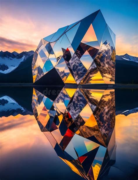 Ai Generated Glass Building Structure With Reflection In Water Stock Illustration Illustration