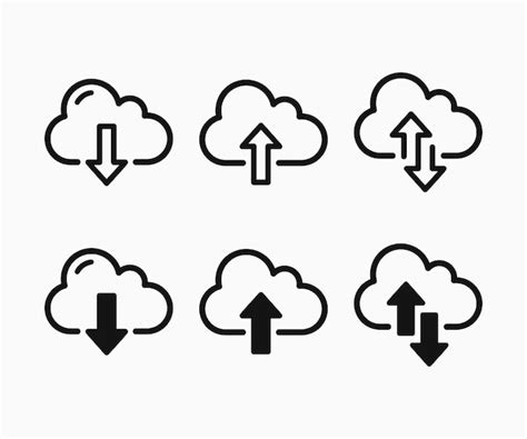 Premium Vector Loud Download And Upload Icon And Download And Upload Cloud Computing Outline