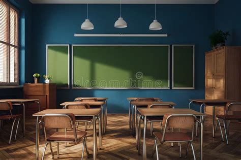 Academic Atmosphere Classroom Scene Sets The Stage For Learning Stock