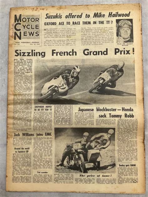 Motor Cycle News May French Gp Arthur Lampkin Vintage Newspaper Picclick Uk