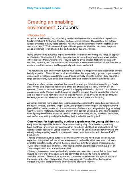 Creating An Enabling Environment Outdoors Pdf
