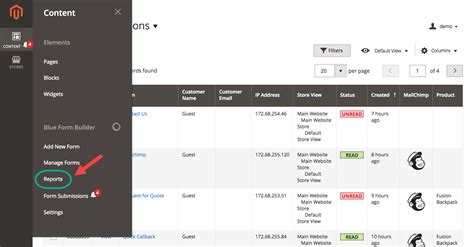 report form views blue form builder magento 2 form builder