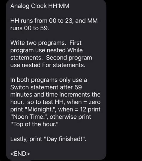 Solved Analog Clock HH MM HH Runs From To And MM Chegg