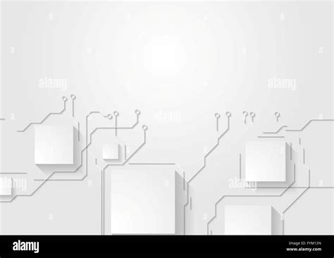Grey Hi Tech Circuit Board Background With Squares Stock Photo Alamy