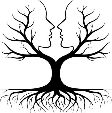Abstract Tree Faces With Roots Symbolizing Connection And Growth Vector Art At Vecteezy