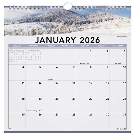 At A Glance 2026 Landscape Monthly Wall Calendar 12x12 Medium