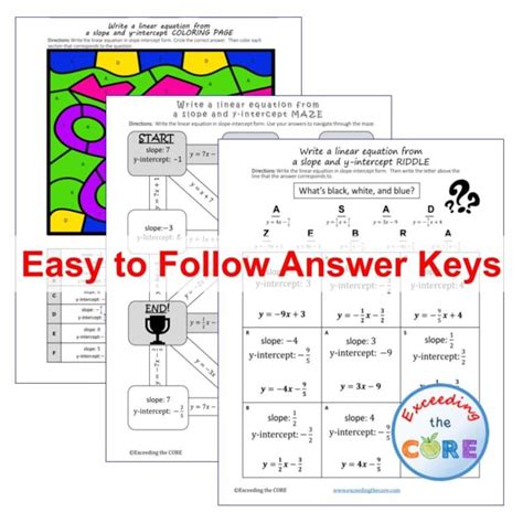 WRITE A LINEAR EQUATION FROM A SLOPE Y INTERCEPT Maze Riddle Coloring Page