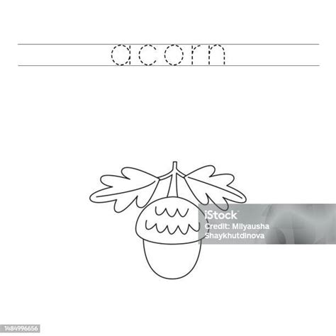 글자를 추적하고 만화 도토리를 색칠하십시오 아이들을 위한 필기 연습 색칠하기에 대한 스톡 벡터 아트 및 기타 이미지 색칠하기 도토리 갈색 Istock