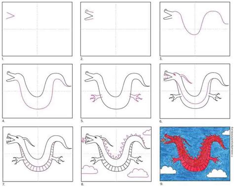 How To Draw A Dragon Tutorial Video And Dragon Coloring Page Dragon Coloring Page Hand Art