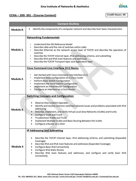 Ccna 200 301 Course Contents Pdf Computer Network I Pv6