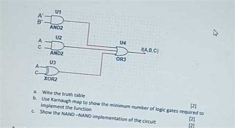 A Wite The Truth Table B Use Karnaugh Map To Show The Minimum Number