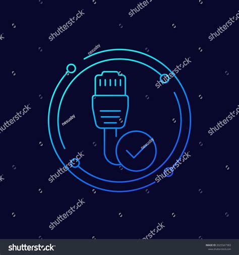 Ethernet Cable Check Mark Line Vector Stock Vector Royalty Free 2025567383 Shutterstock