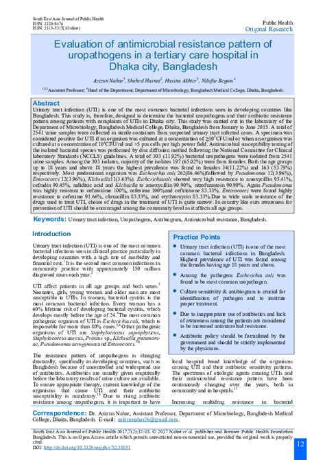 Pdf Evaluation Of Antimicrobial Resistance Pattern And Virulence Genes Characterizations Of