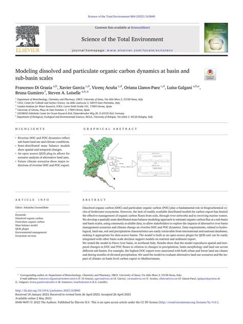 Pdf Modeling Dissolved And Particulate Organic Carbon Dynamics At