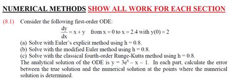 Solved Consider The Following First Order Ode Dy Dx X